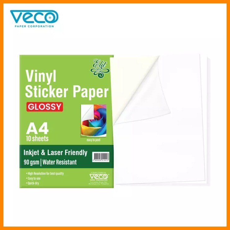 ↗ Veco VINYL Sticker Paper Glossy Photo quality Inkjet and Laser A4 8. ...