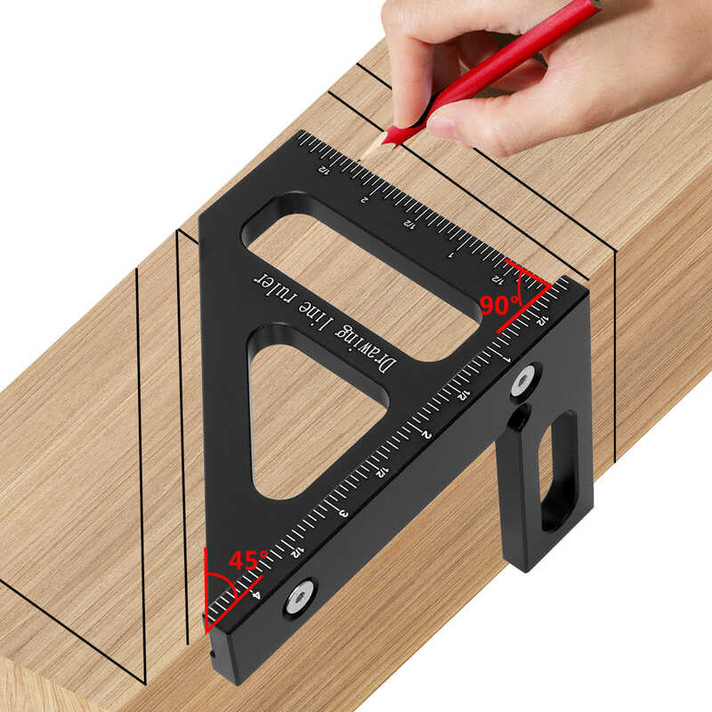 Inch Woodworking Square Protractor Aluminum Alloy Triangle Ruler High ...