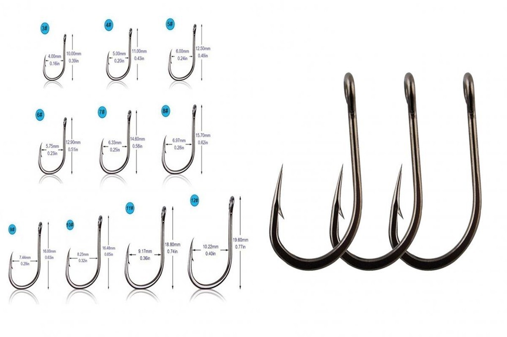 SGES 100Pcs Metal Carp Hooks for Sea High Strength Sharp Catfish Hooks ...