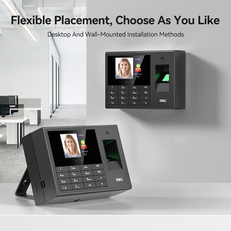 Deli Biometrics Scanner Attendance 2.8'TFT Fingerprint + Face recognition Attendance Machine ...