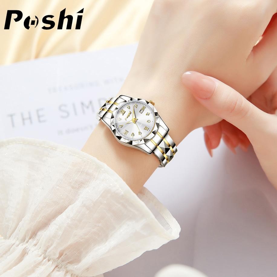 POSHI New Watch For Woman Waterproof Original Stainless Steel Quartz ...