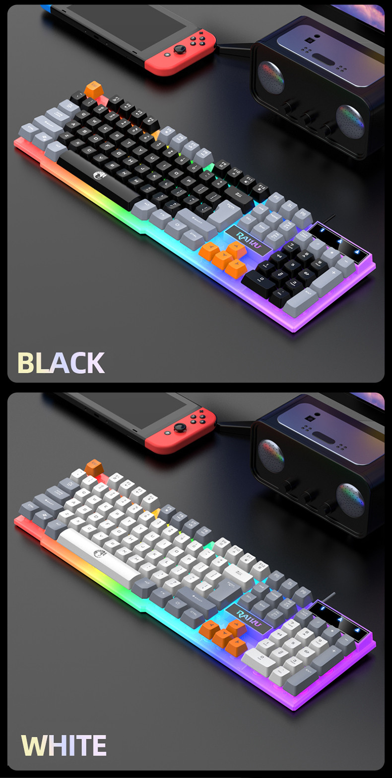 METMI x Raiku K-26 3 Color Combinations Wire Gaming Keyboard With LED ...