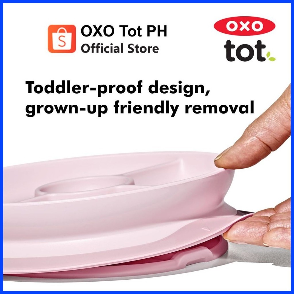 ☀ ♞ OXO Tot Stick and Stay Divided Suction Plate ( oxotot toddler baby infant feeding utensils ...