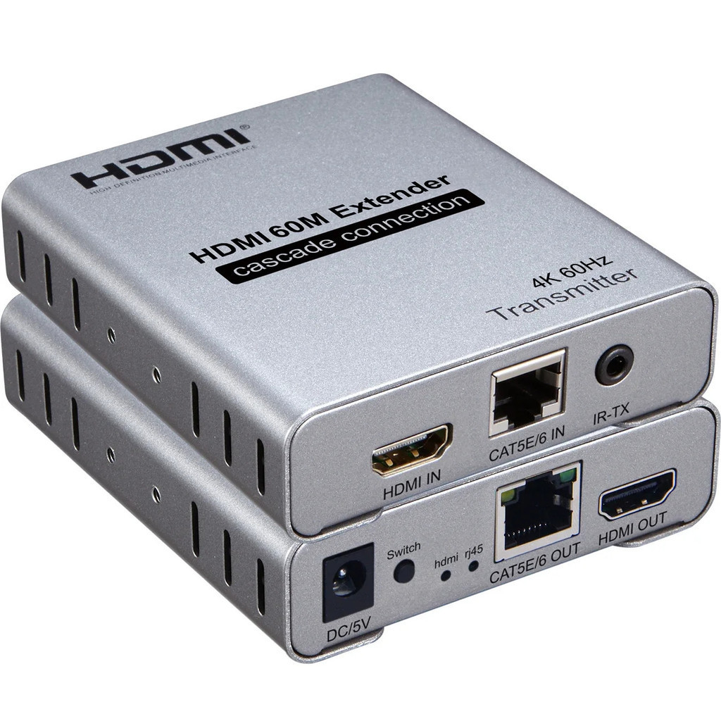HDMI 2.0 Extender 60M Cascade Connection 4K 60Hz Via Cat5e CAT6 RJ45 ...