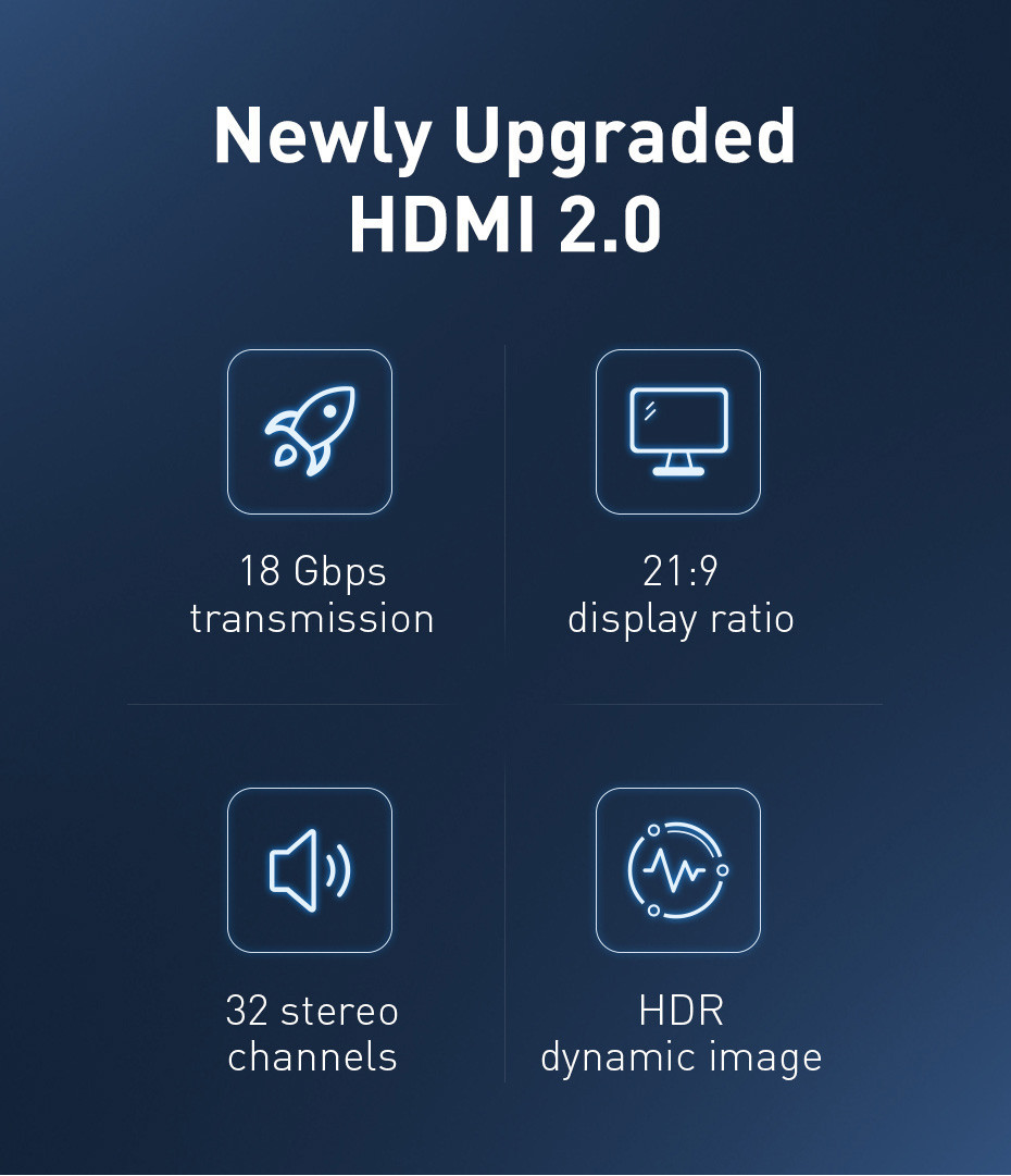 Baseus HDMI Cable 4K 1080P 60Hz HDR HDMI Cable Adapter For TV LCD - AAC ...