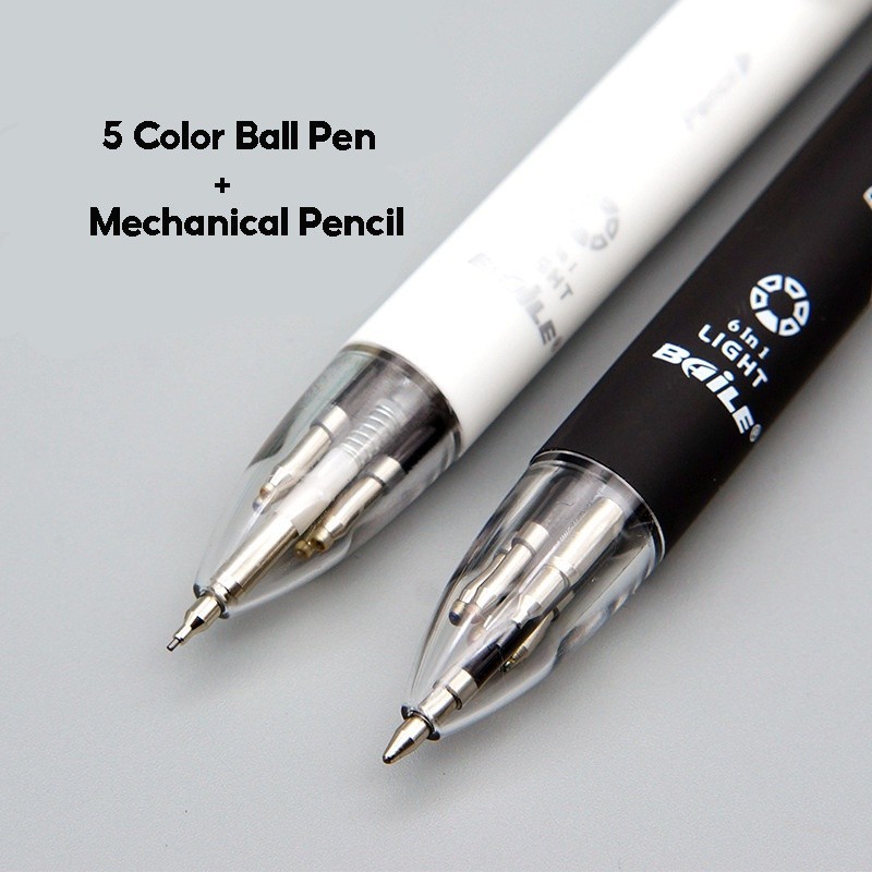 6 In 1 Multicolor Ballpoint Pens With Refills 5 Colors Ball Pen 1 ...