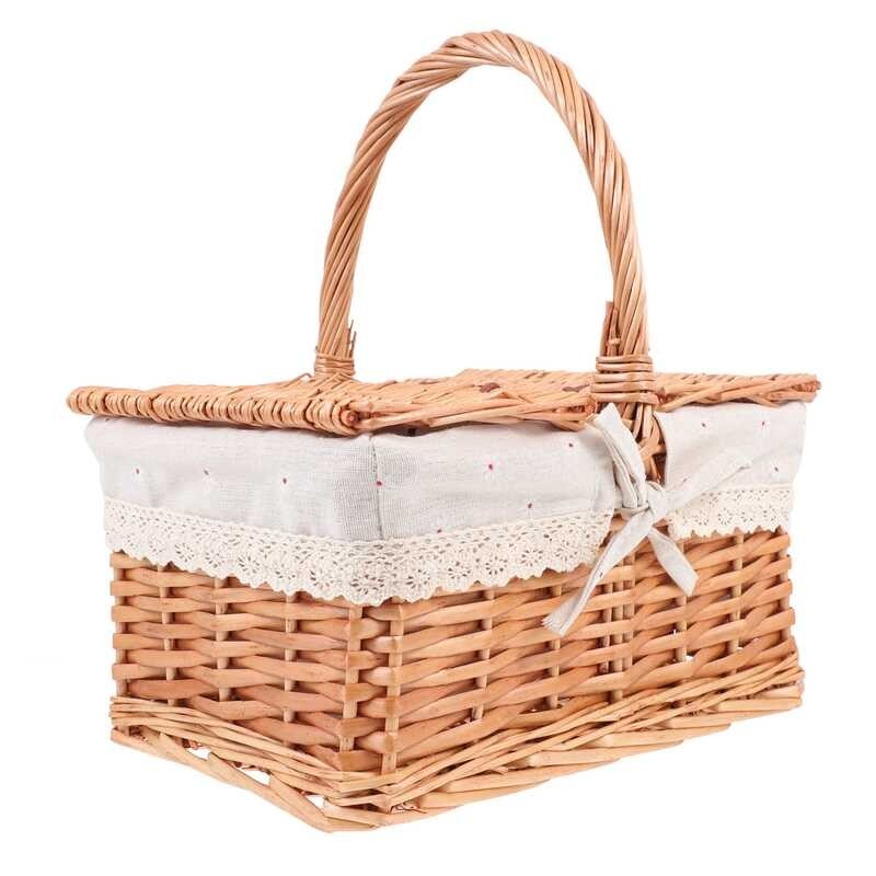 Split Lid Wicker Woven Basket Vintage Picnic Hamper Woodchip Storage ...