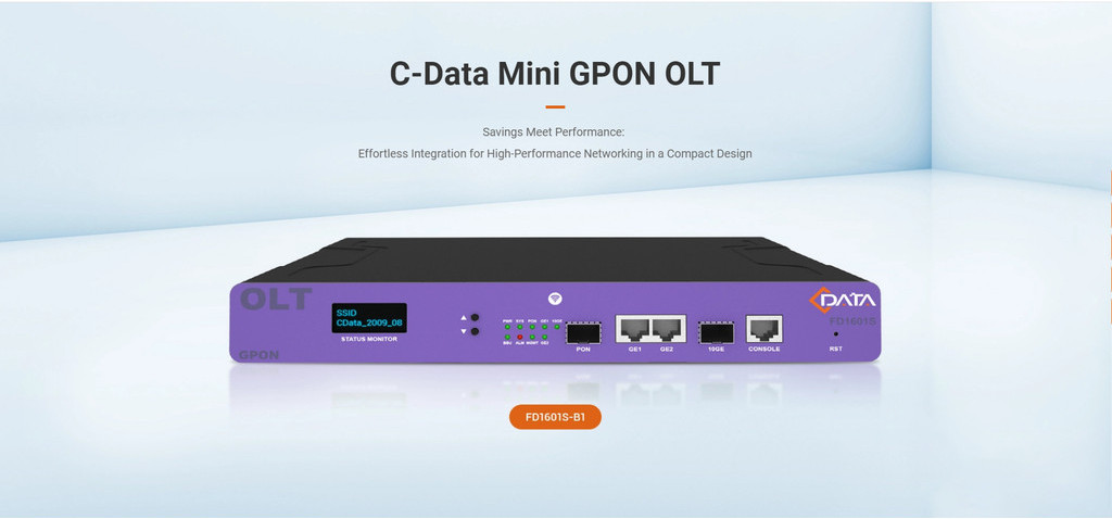 CDATA FD1601S-B1 - 1PON / 2PON GPON OLT w/ Status Monitor, WiFi, (2) GbE RJ45 Ports, (1) 10G ...