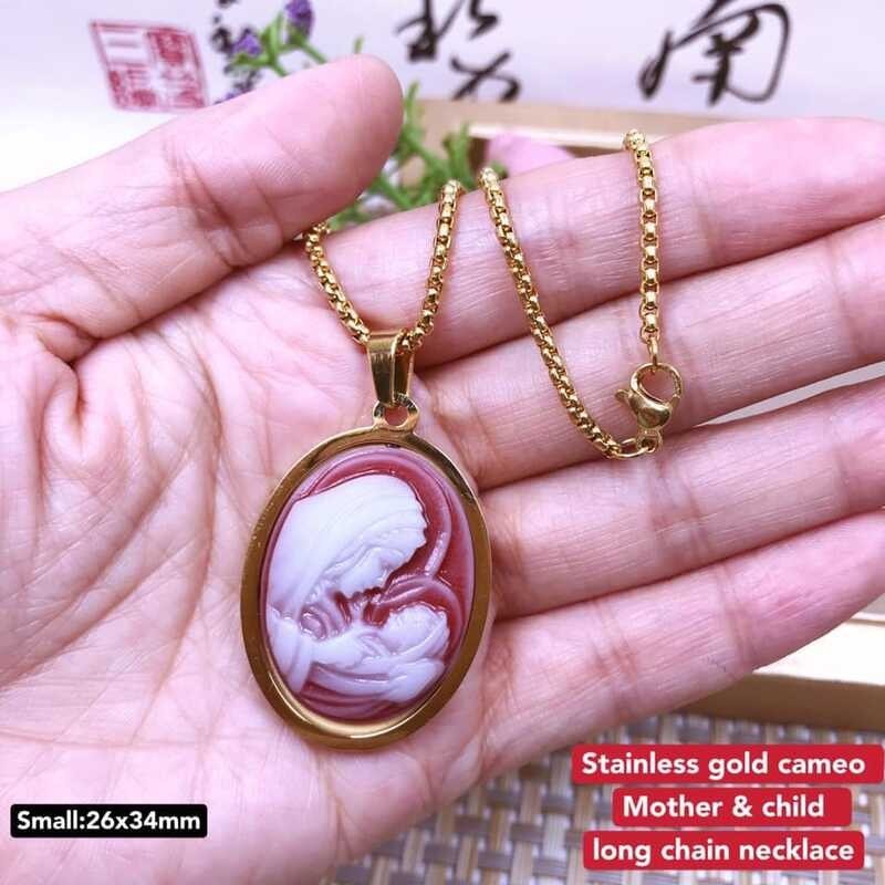 Walang Marumi Ginto Cameo Ina At Bata Mahaba Chain Necklace | Shopee ...
