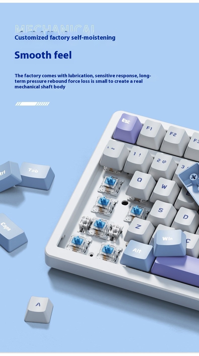 NJ80 Real Mechanical Keyboard Black Tea Axis 98 Key Layout Wired ...