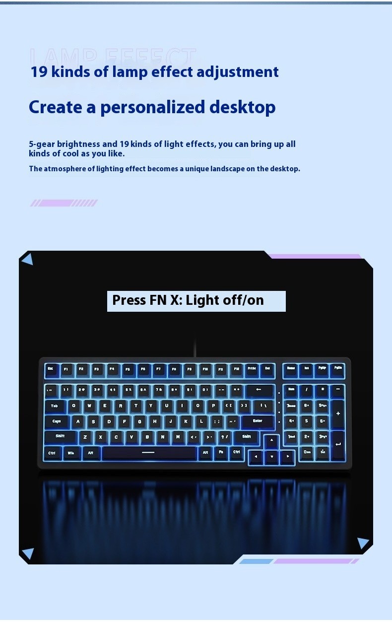 NJ80 Real Mechanical Keyboard Black Tea Axis 98 Key Layout Wired ...