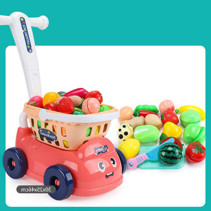 Cute Shopping Cart Supermarket Trolley Push Car Toys Basket Mini ...