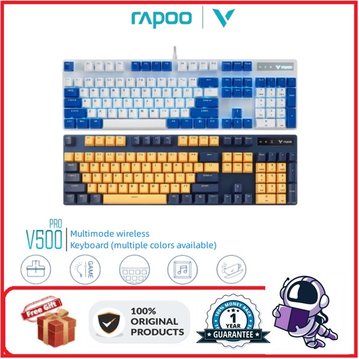 in stock Rapoo V500 PRO Mechanical keyboard black green tea red axis desktop laptop dedicated ...