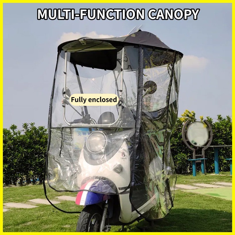 ๑ Fully Enclosed Electric Motorcycle Umbrella Canopy Awning Universal ...