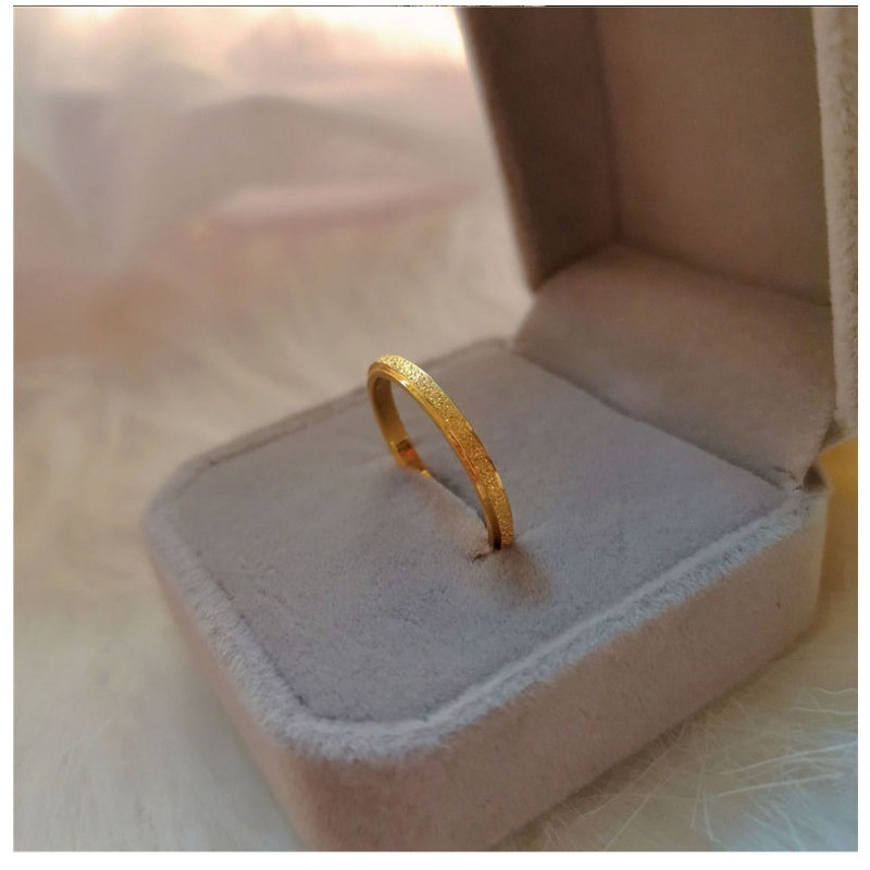 18K Gold Pawnable Saudi Gold Original Matte RingsLight Luxury Simple ...