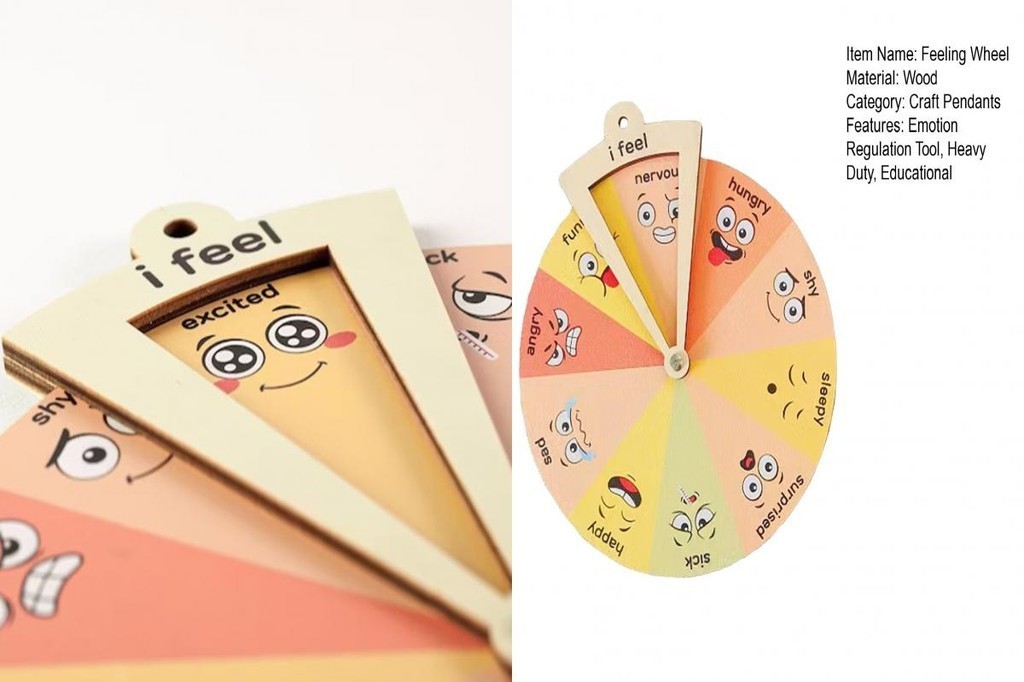 New* Emotion Management Spinner Kids Wooden Emotion Wheel Wooden ...