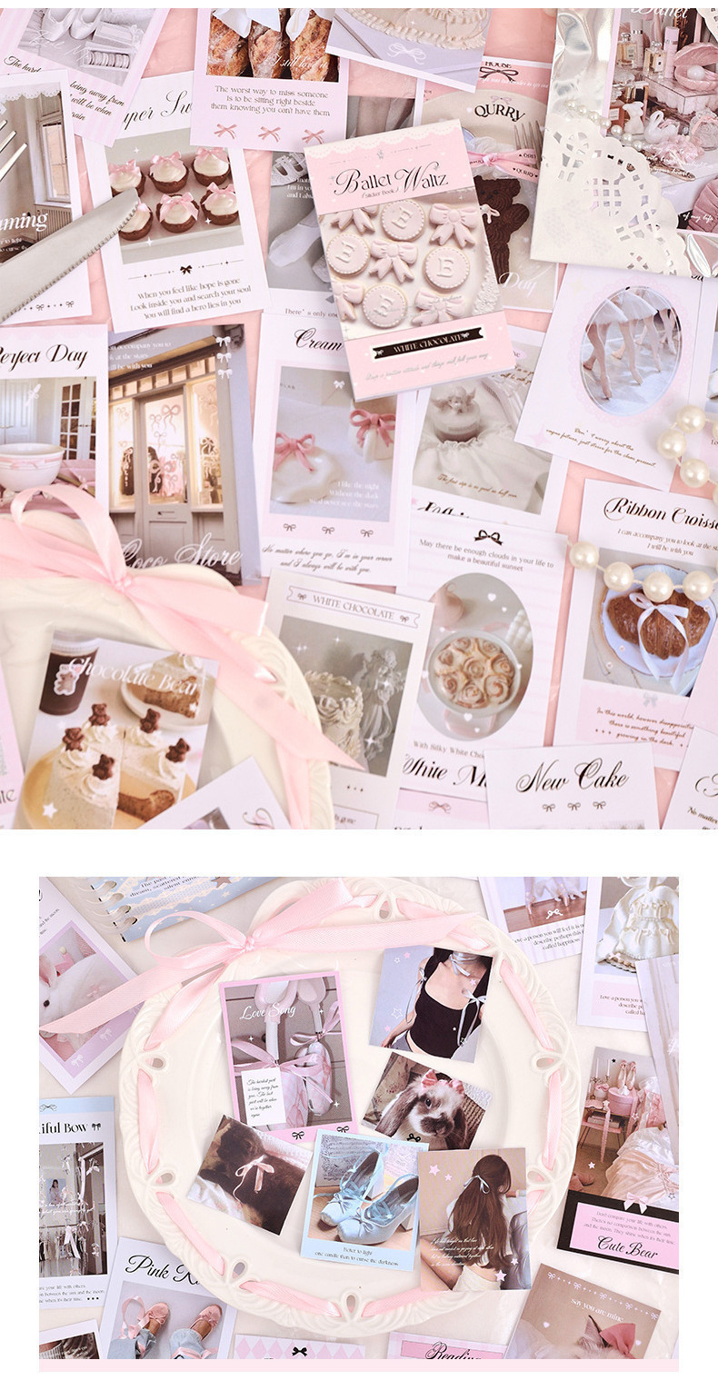 Idako [Ballet Waltz Series] Sticker Book Korean Lace Bow Handbook diy ...
