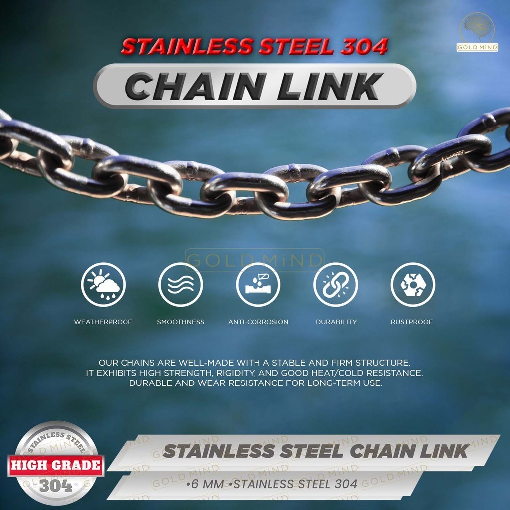 Stainless Steel 304 Link Chain Strong, Heavy Duty Chain & Rustproof ...