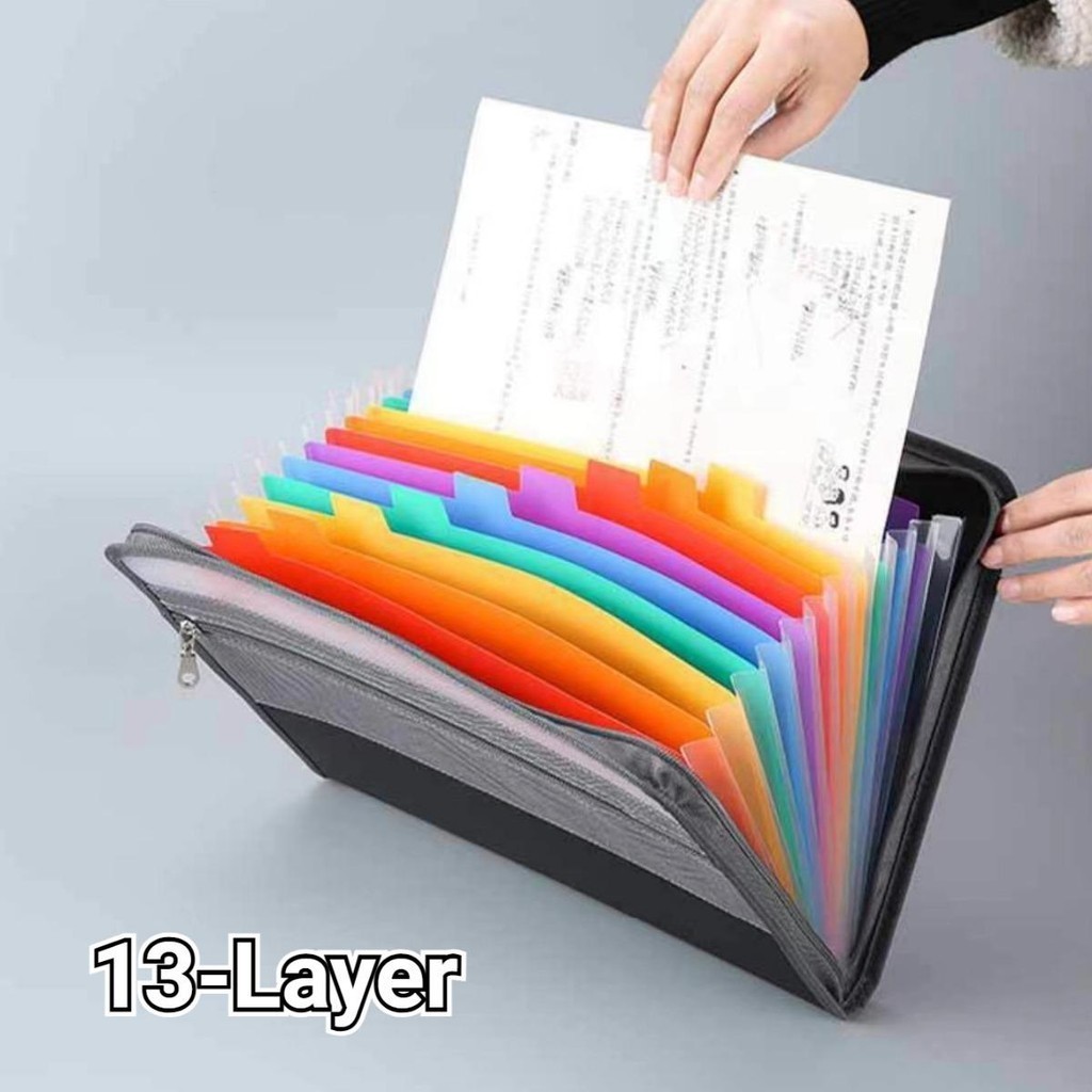 B6 Expanding File Bag With Zipper 13 Layers Document Organizers Money ...
