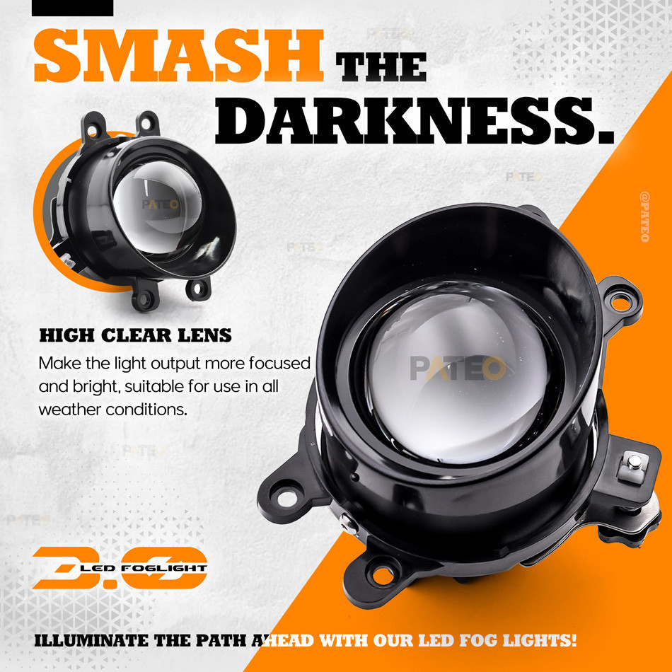 2PCS 3 inch Low Beam H11 LED Fog Lamp Projector Fog Light For Toyota ...