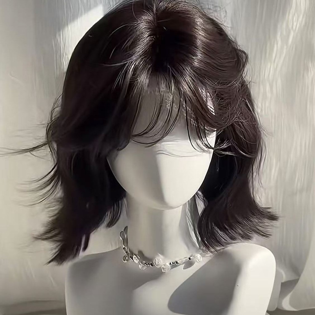Wigs For Women's Short Hair, Natural Fluffy Korean Atmosphere, Wig Full ...
