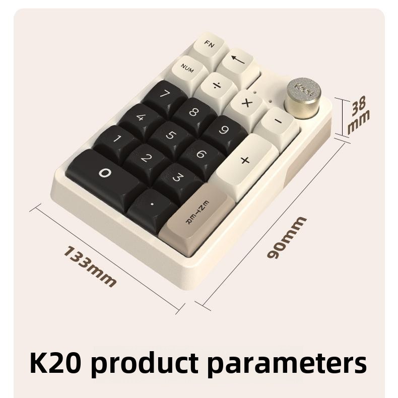 KZZI K20 Wireless 2.4g Bluetooth Digital Mechanical Numeric Keypad RGB Hot Swap Girls Portable ...