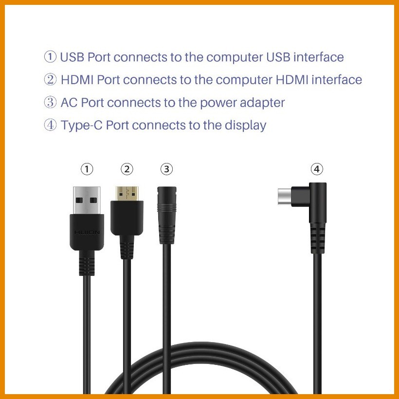 HUION CB01 3in1 HDMI Cable for Graphics Drawing Tablet Kamvas Pro 16 ...
