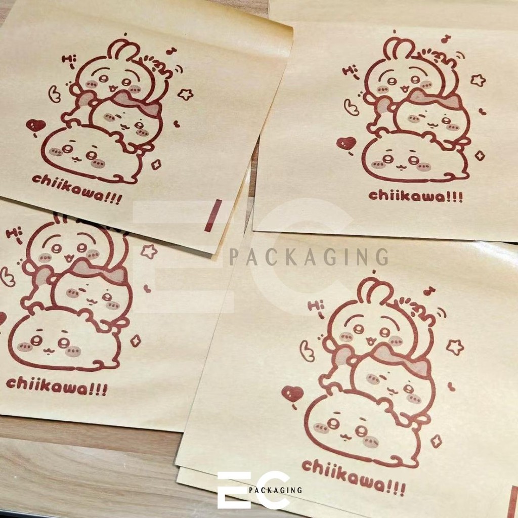 EC 100Pcs CHIKAWA Design Greaseproof PaperBag Pouch Food Wrapper ...