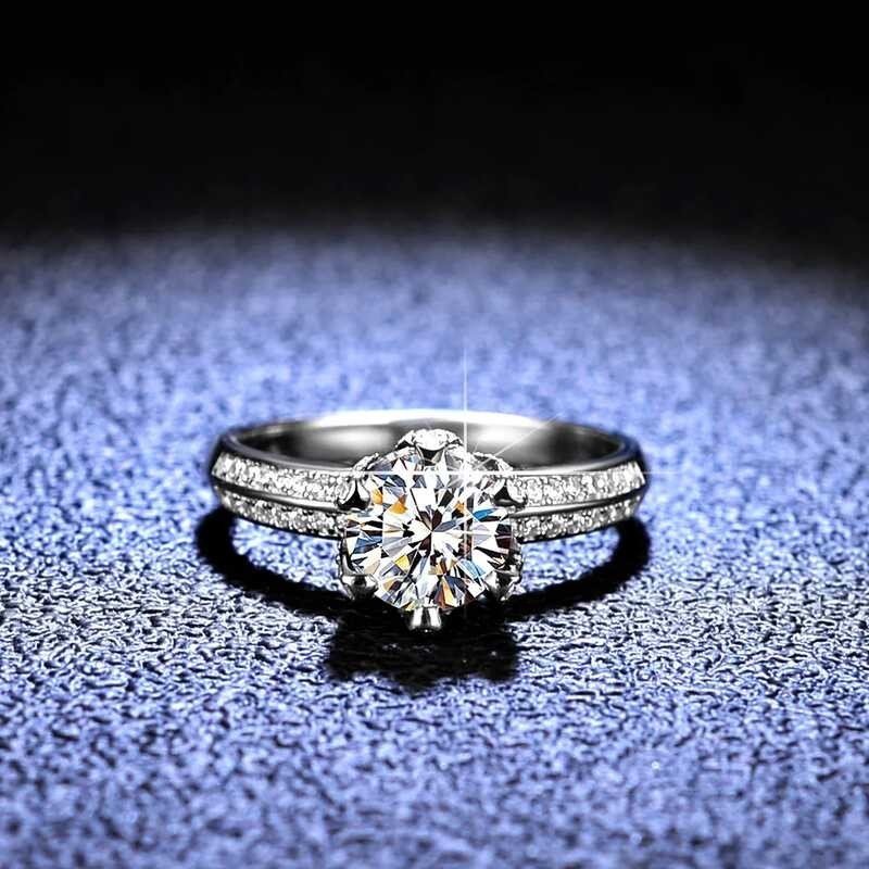 46 White Gold Rings GRA Certified 1 Carat Moissanite Ring Vvs1 Lab ...