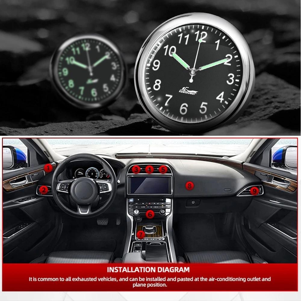 Car Clock Luminous Mini Automobiles Internal Stick-On Digital Watch ...