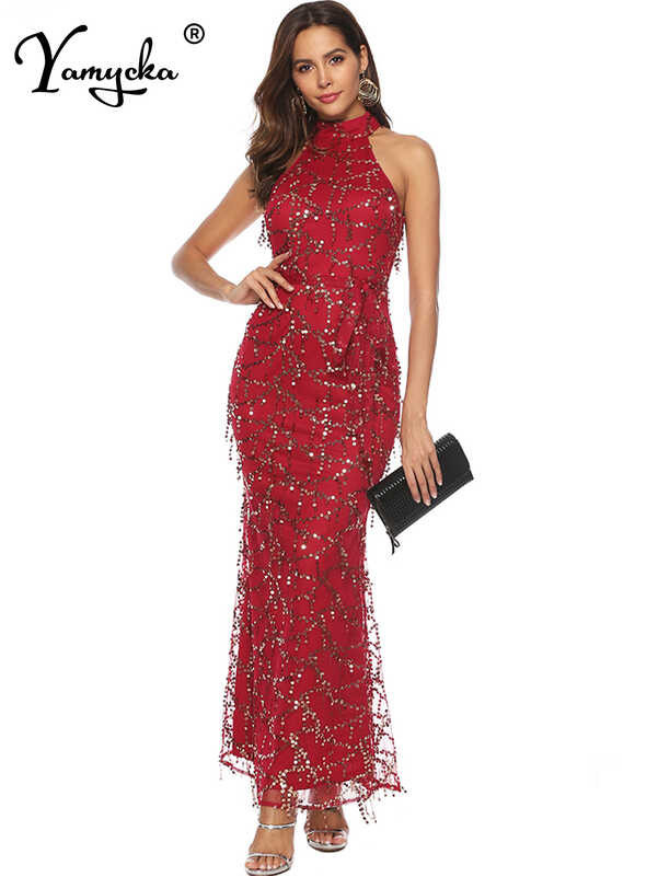 walang likod mahaba ang damit ng Sexy Sequin prom gabi para sa mga ...