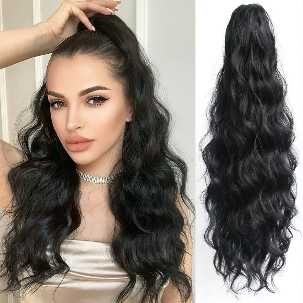 Hair Extensions Ponytail Claw Clip Wavy Fake Hair Curly Synthetic ...