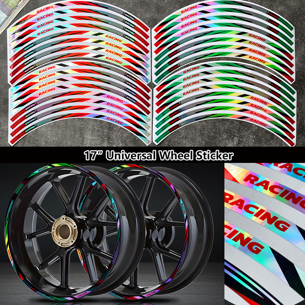 17 Inch Universal Motorcycle Wheel Sticker Laser Colorful Racing ...
