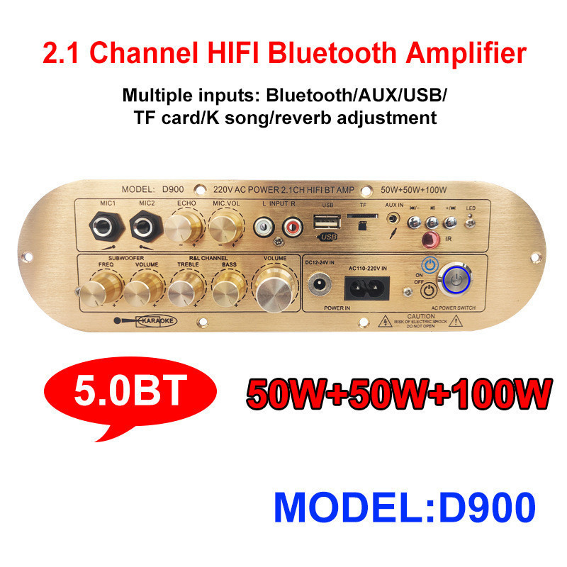 D900 Bluetooth Amplifier Board AC 220V12V 24V 2.1 Channel Digital ...