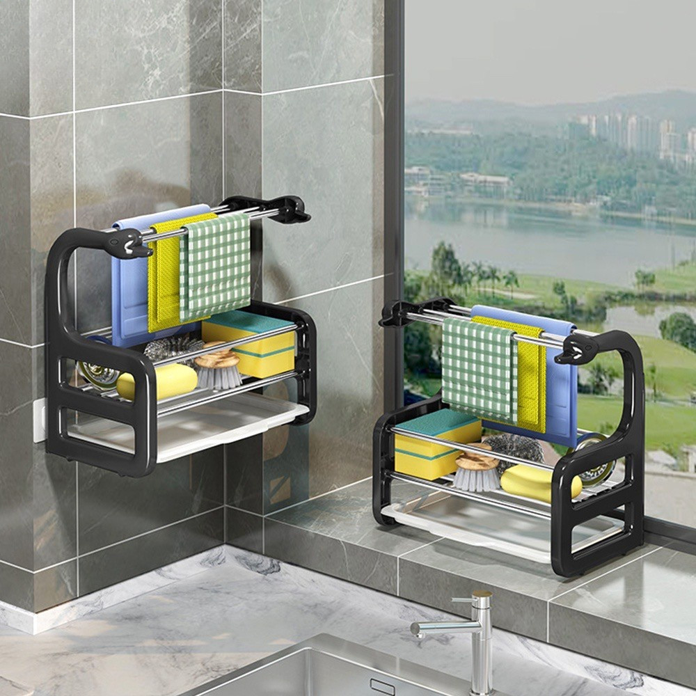 Rag rack kitchen supplies stainless steel rack drain rack wall-mounted ...