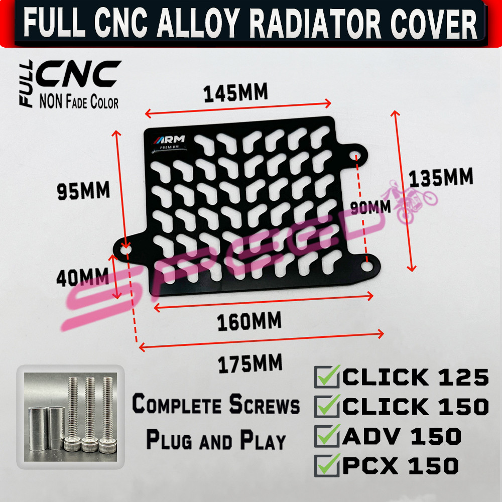 Full CNC Alloy Radiator Cover Click 125&150 /ADV 150/PCX 150/ AIR BLADE ...