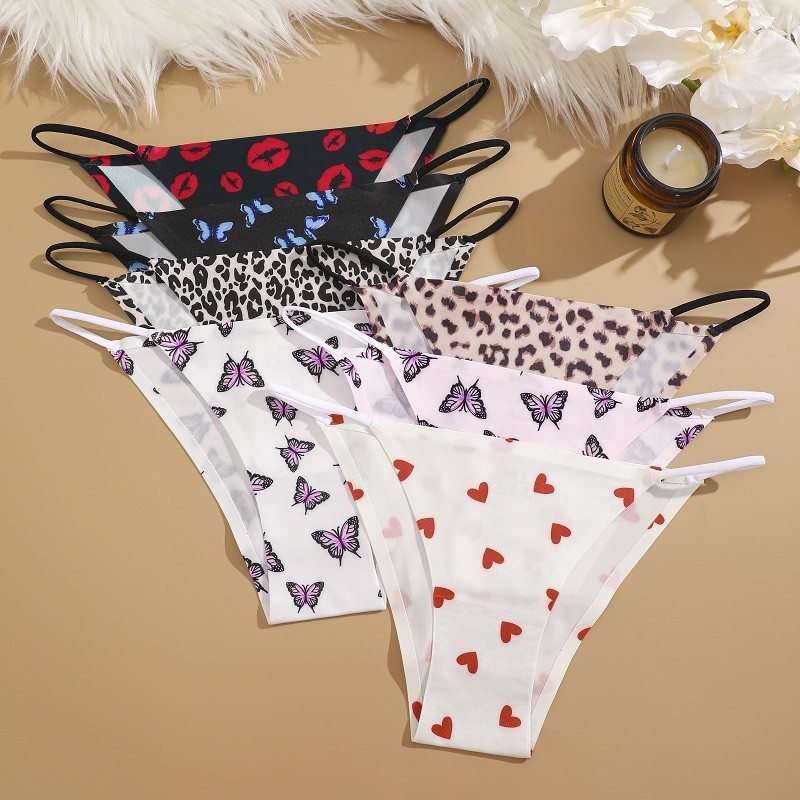 FINETOO Drawstring Print Panty For Women Seamless Briefs Sexy And ...