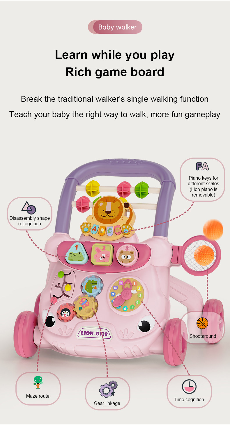 Push Walker for Baby Multi-function Toddler Trolley for Kid's Early ...