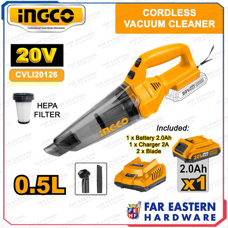 INGCO Cordless Vacuum Cleaner 20V w/ Battery & Charger CVLI20126 INPTCL ...