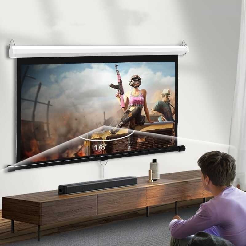 120 inch home Theater office dropdown fiberglass 16:9 projector screen ...