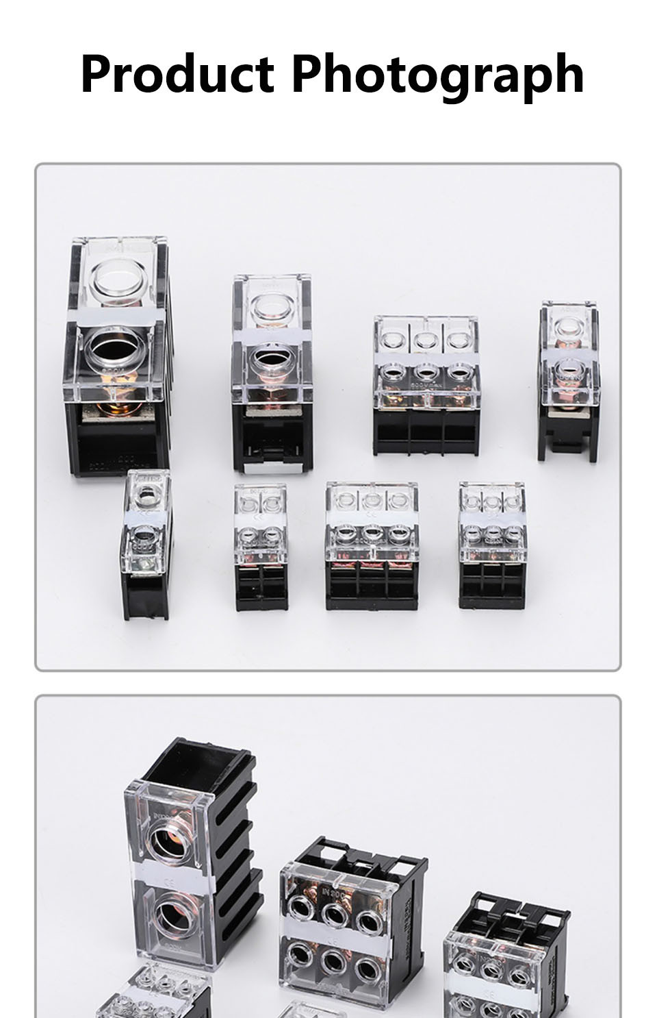 DIN Rail Terminal Block IN12BK IN20BK 600V 2/3 Pin 30A/60A Electrical ...