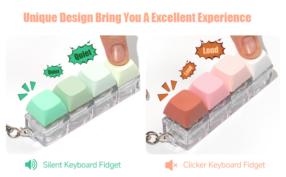 Mechanical Keyboard Fidget Toy with Blue / Silent switch Keychain ...
