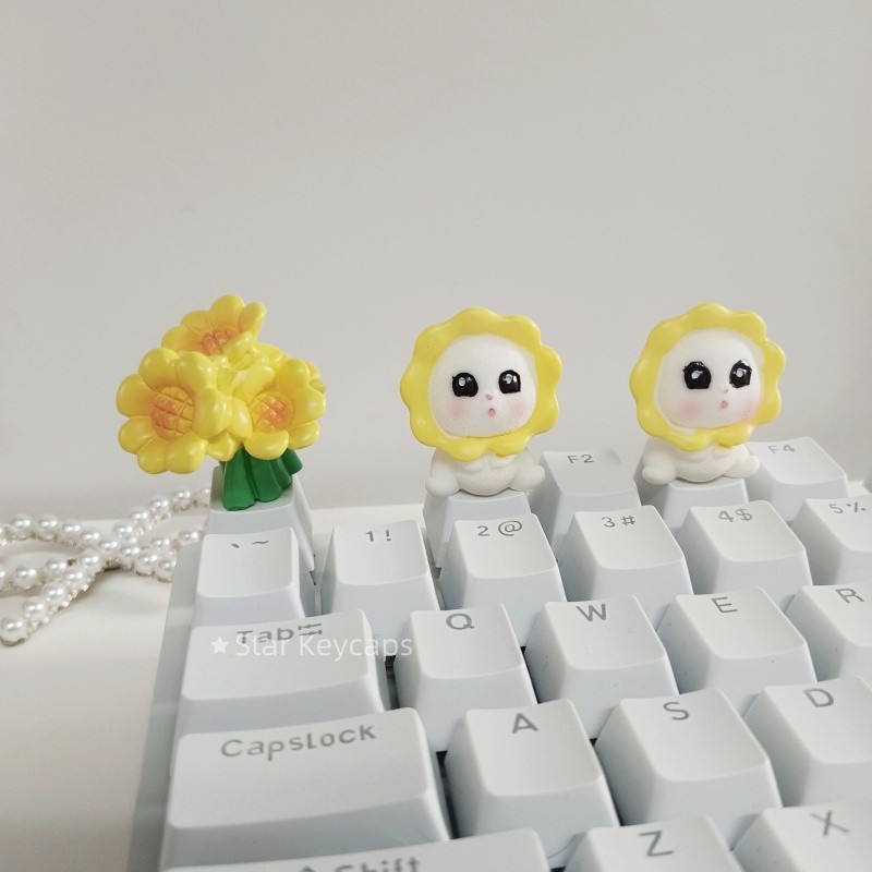 Personalized Keycap Cute Sunflower Kitten Keycap Girl Gift Handmade ...