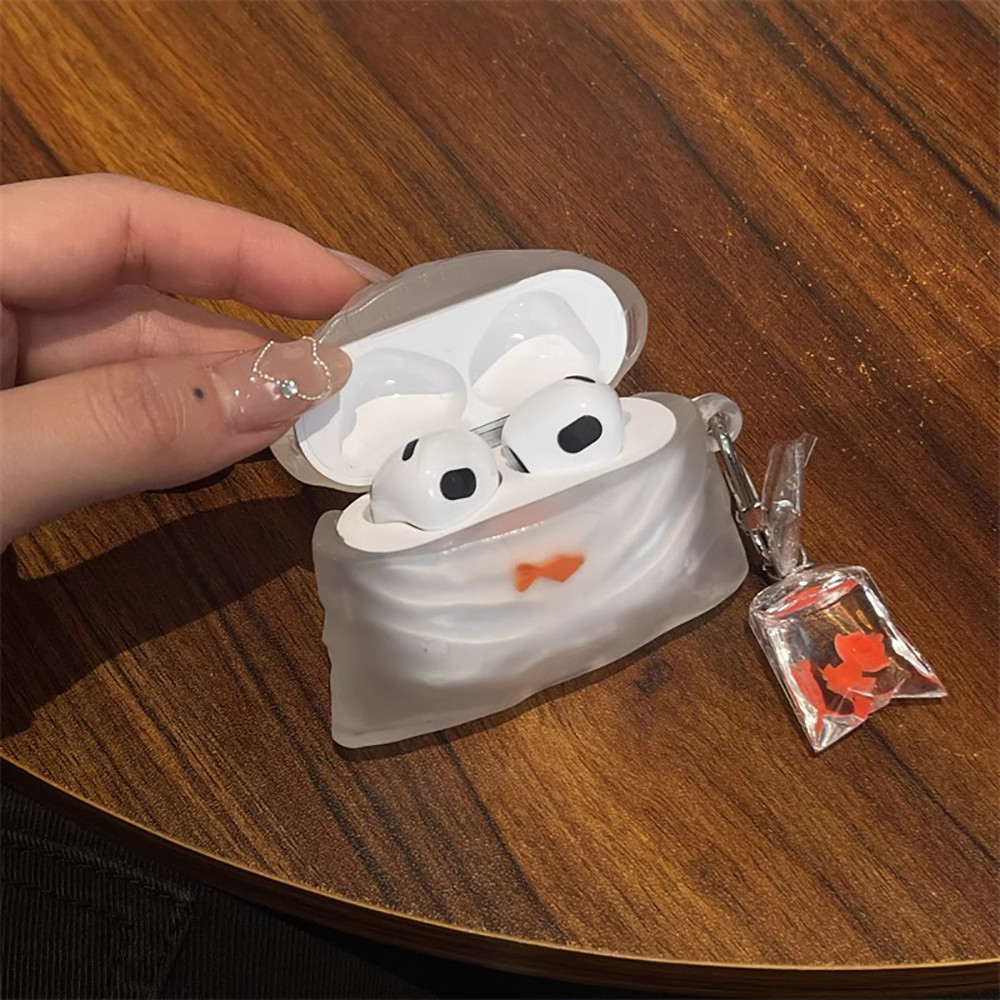 Cute 3D Goldfish Transparent Bag Earphone Case with Pendant for Airpods ...