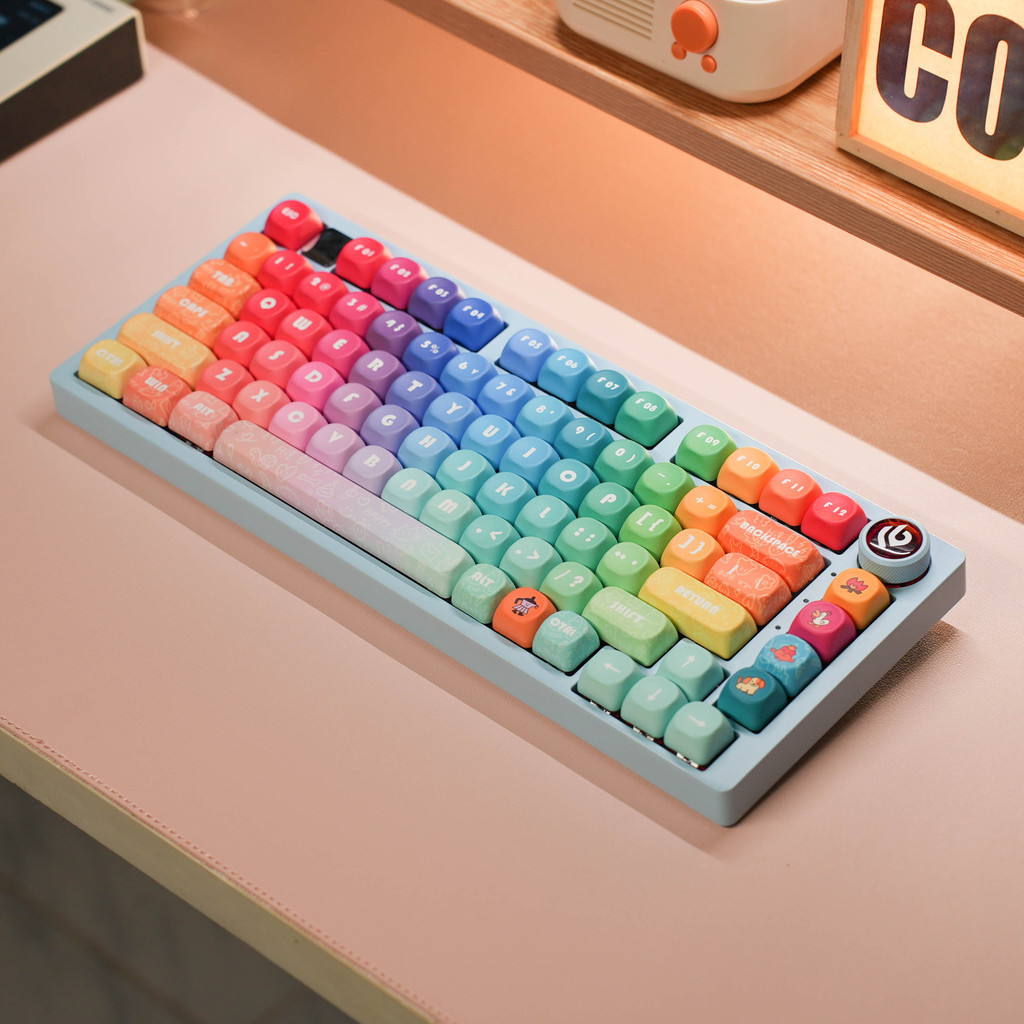 【Local Delivery】Rainbow Set Keycap Circular Cap MOA Profile PBT DYE-SUB ...