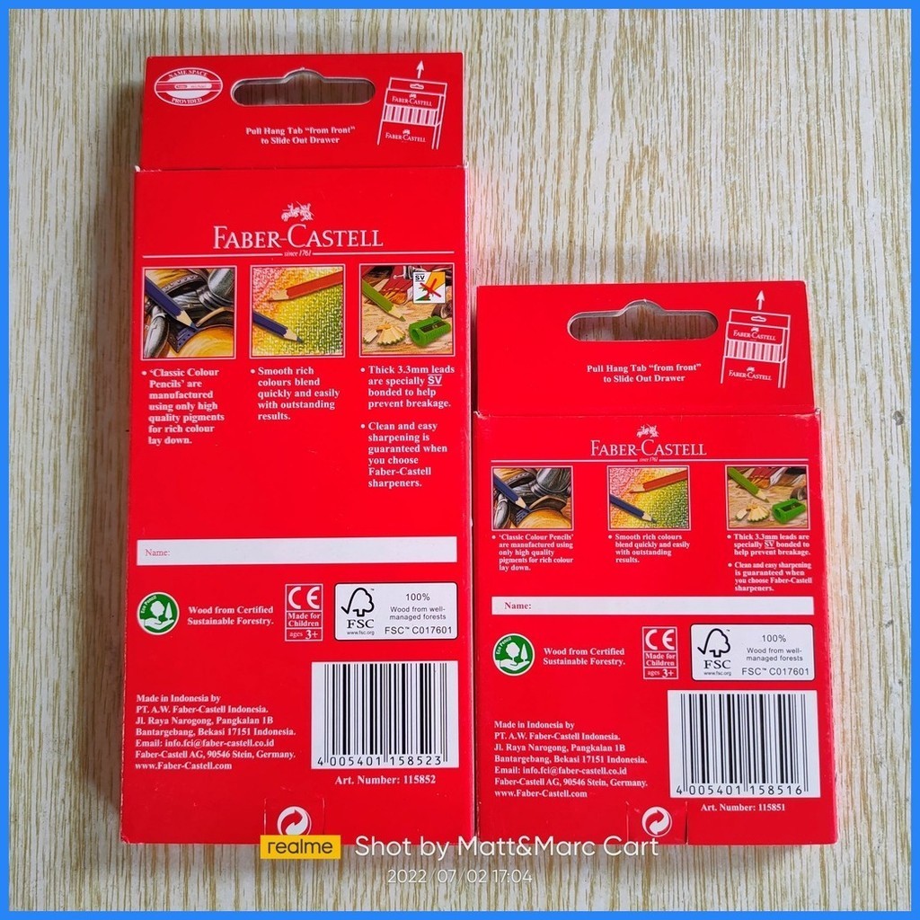 § Faber-Castell Classic Colour Pencils 12s Long Short Made in Indonesia ...