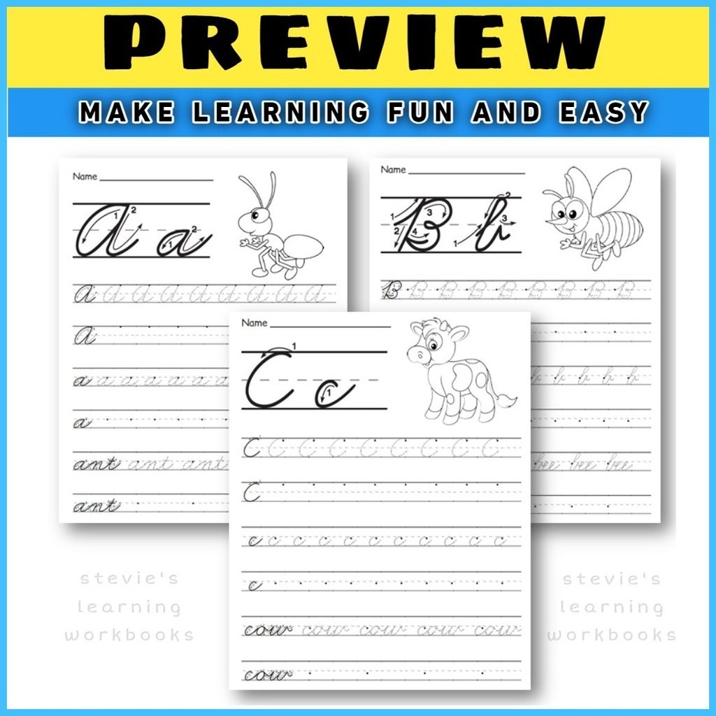 All in One CURSIVE WRITING (Dikit dikit) with NAME TRACING and ALPHABET ...