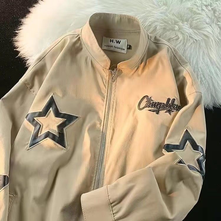American Retro Star Embroidered Jacket Men Women Jacket | Shopee ...