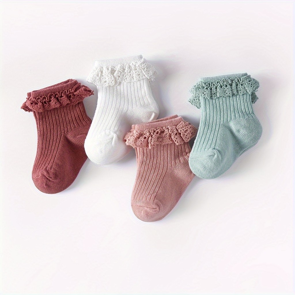 4 Pairs of Ultra-Soft, Breathable, Sweat-Absorbing Girls Pattern ...