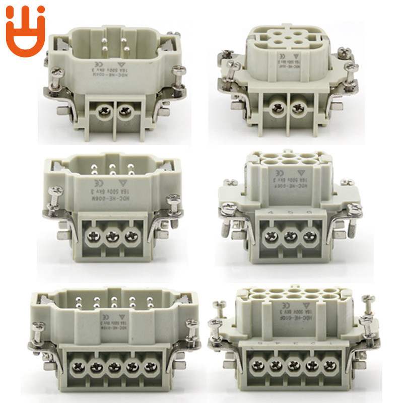 in stock HDC-HE-4/6/10/16/24core heavy-duty connector male core and female core 16A500v aviation ...